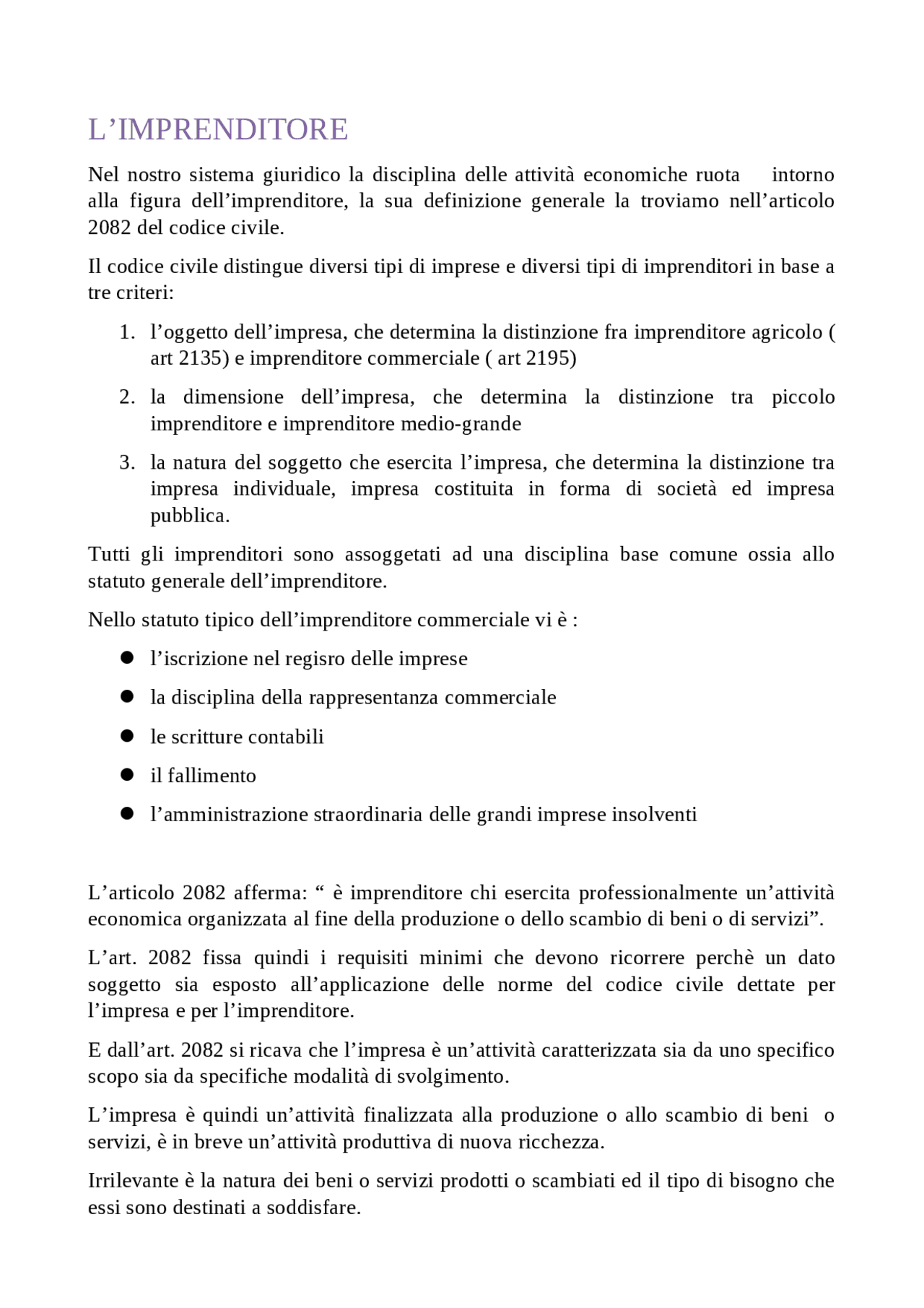 Dispensa Diritto Commerciale Docsity