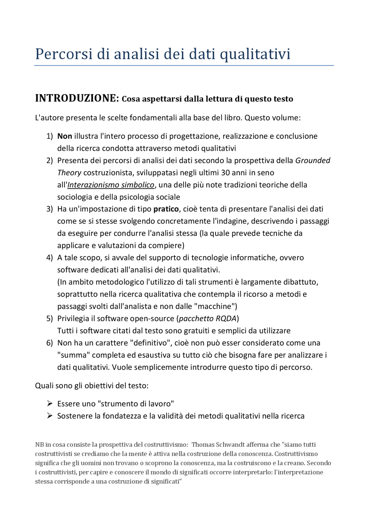Percorsi Di Analisi Dei Dati Qualitativi A Salvini Metodologia