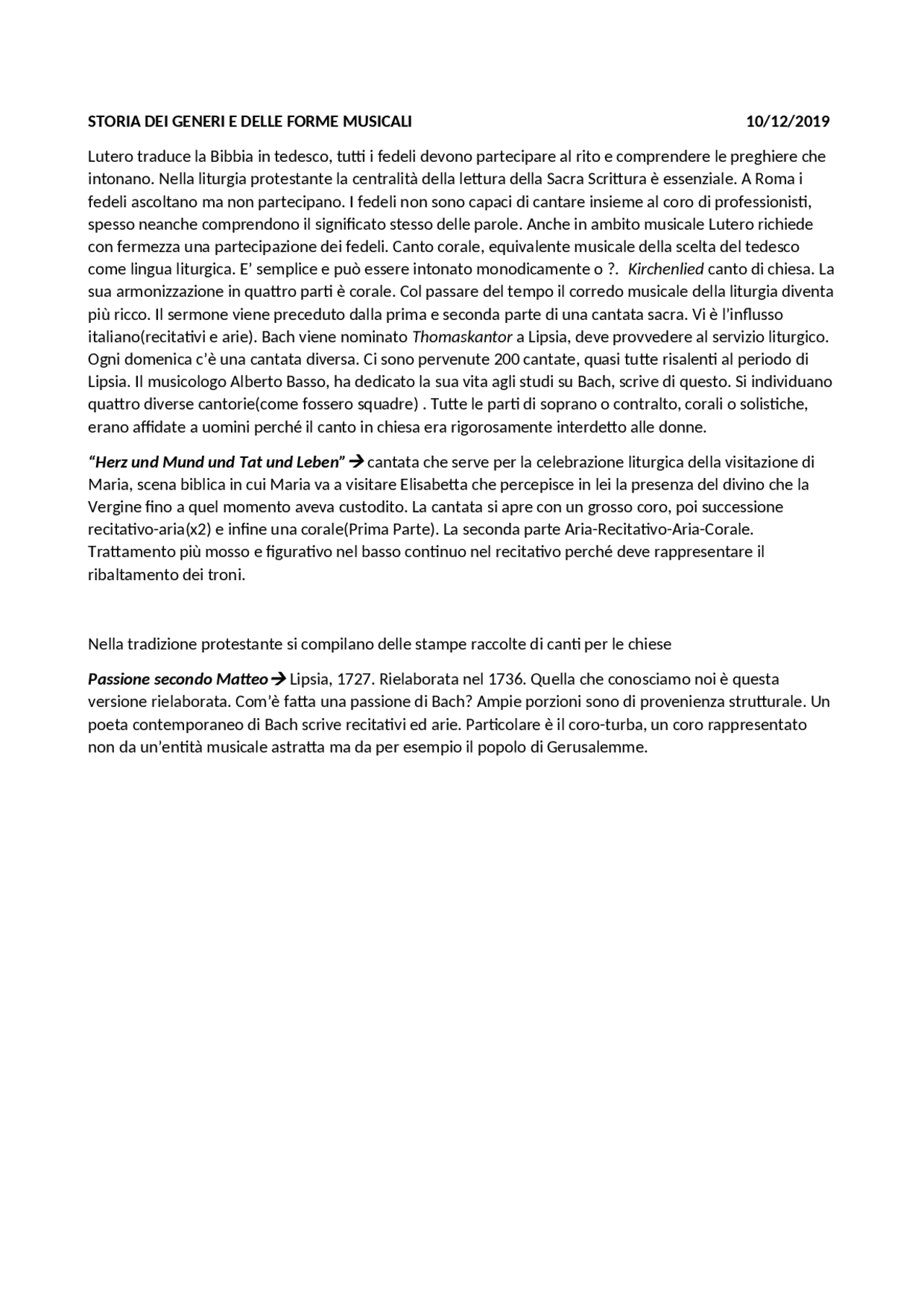 Storia Dei Generi E Delle Forme Musicali Docsity