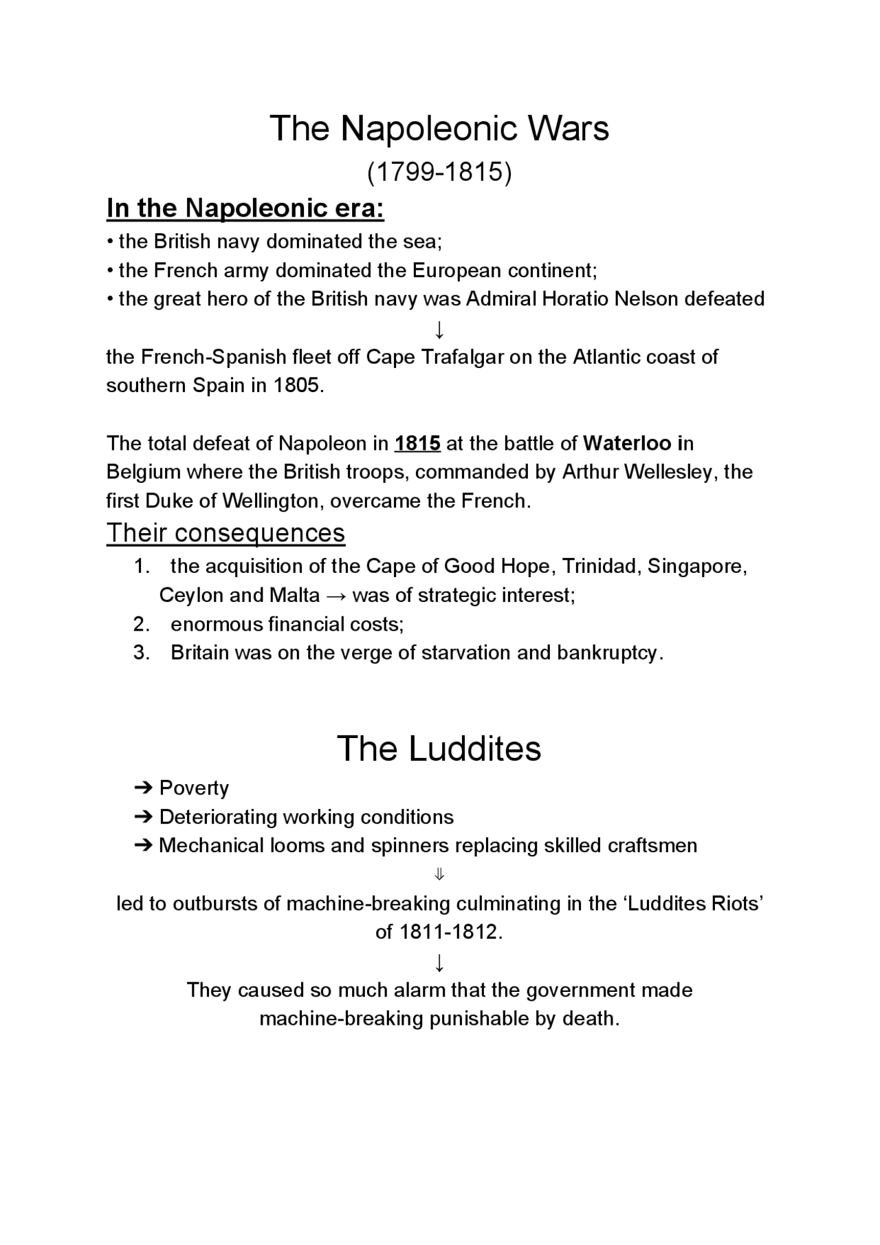 Napoleonic Wars1799 1815 Docsity