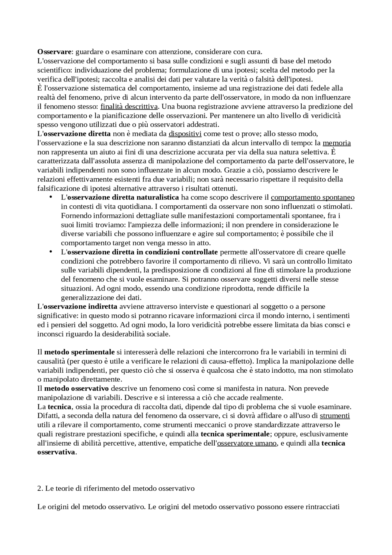 Modelli E Tecniche Di Osservazione Del Comportamento Docsity