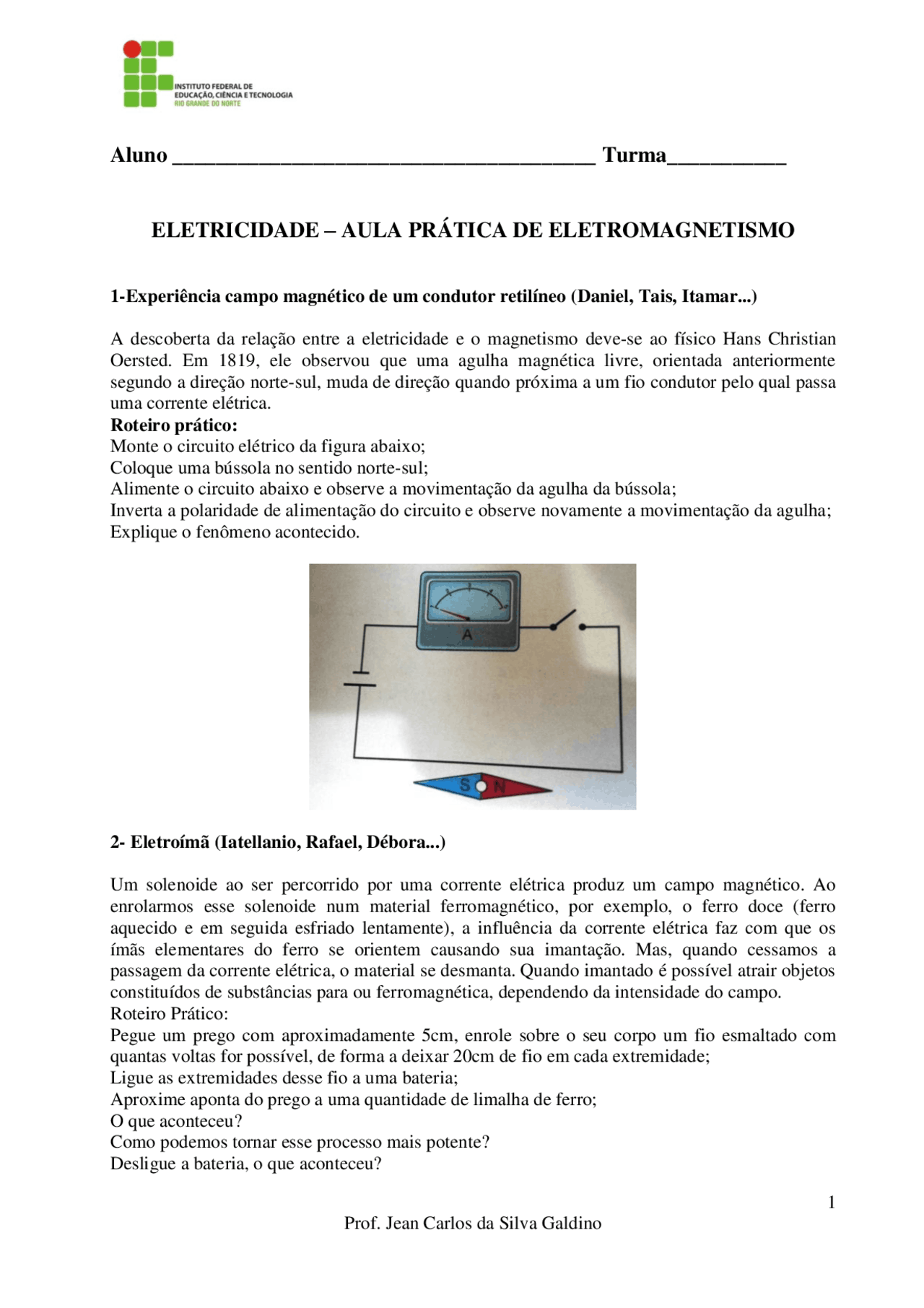 Eletricidade Aula Prática Docsity
