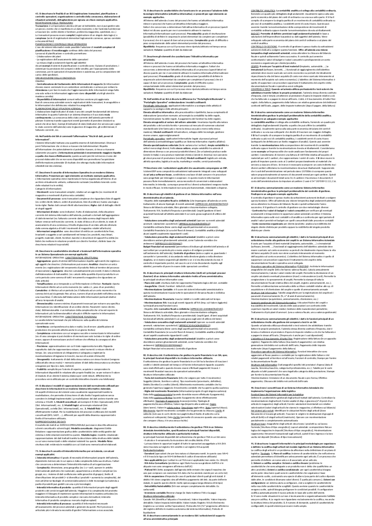 Sistemi Informativi Aziendali Docsity