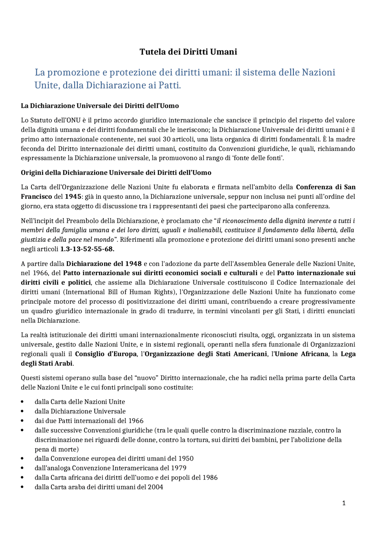 Tutela Dei Diritti Umani Docsity