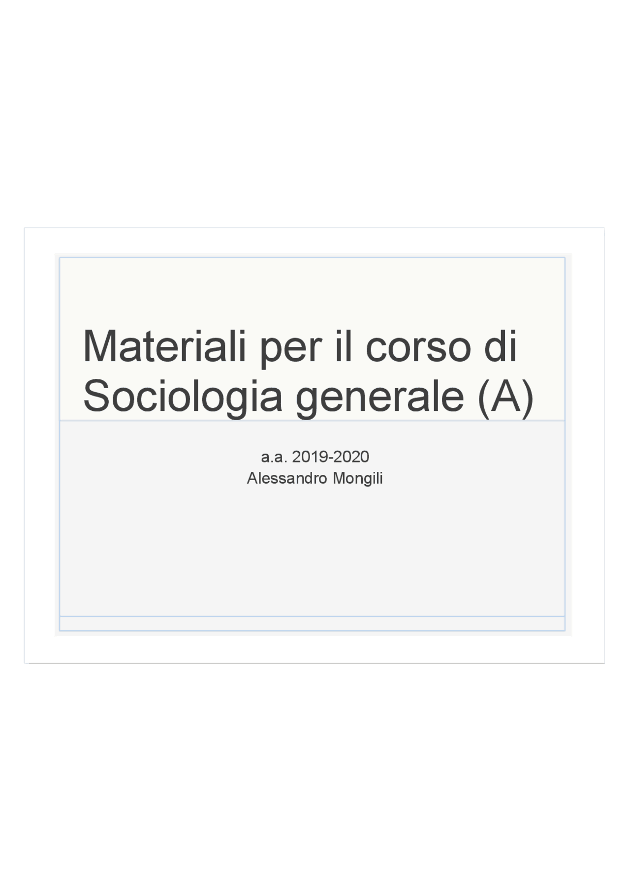 Sociologia Generale Unipd Docsity