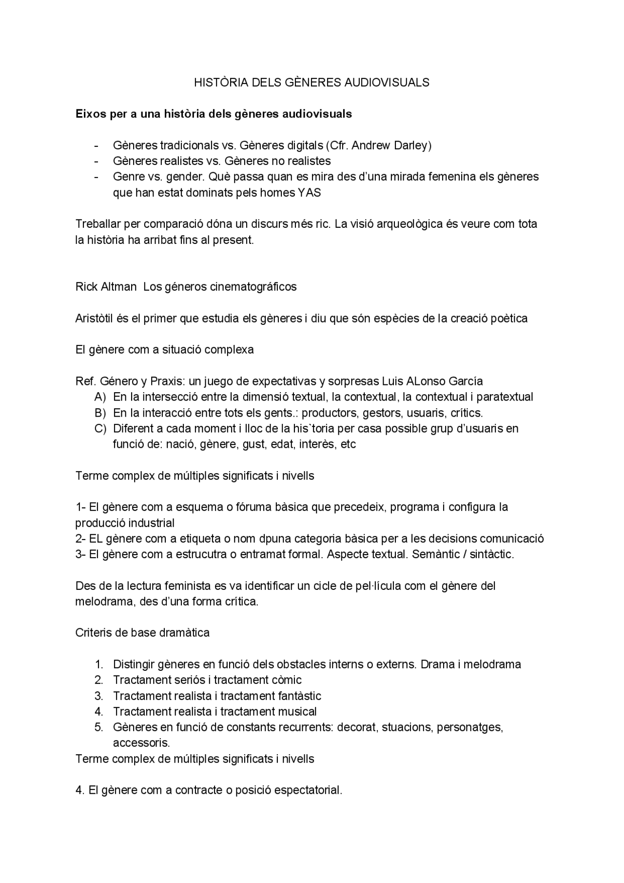 Història Dels Gèneres Docsity