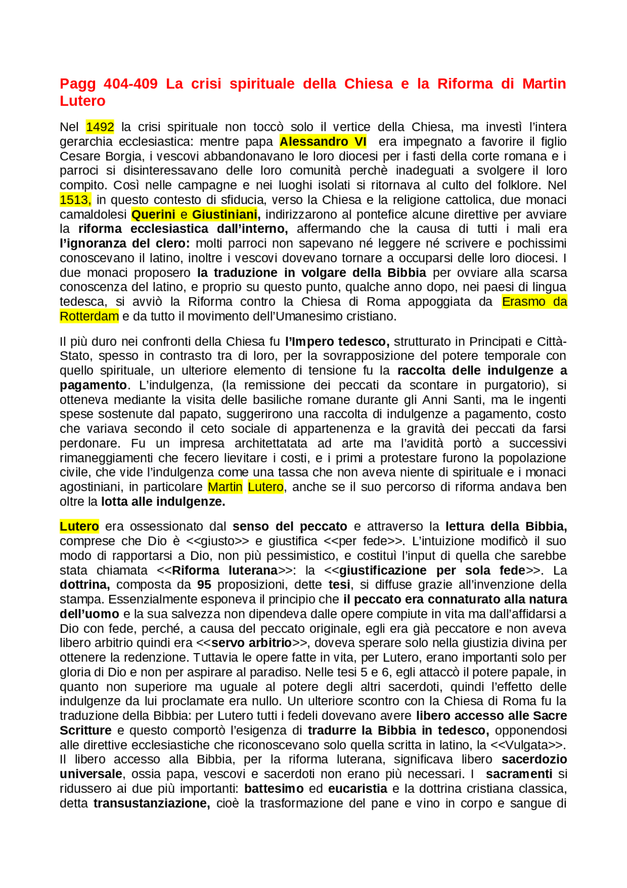 La Riforma Di Martin Lutero Docsity