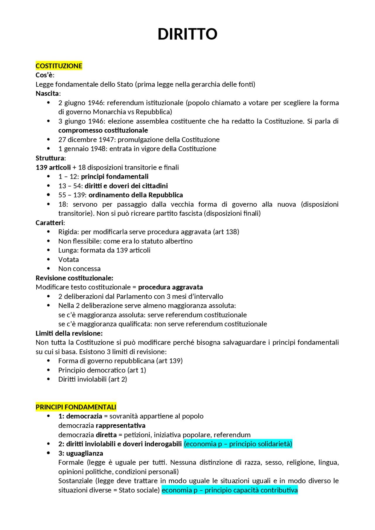 Riassunto Programma Diritto 5anno Docsity