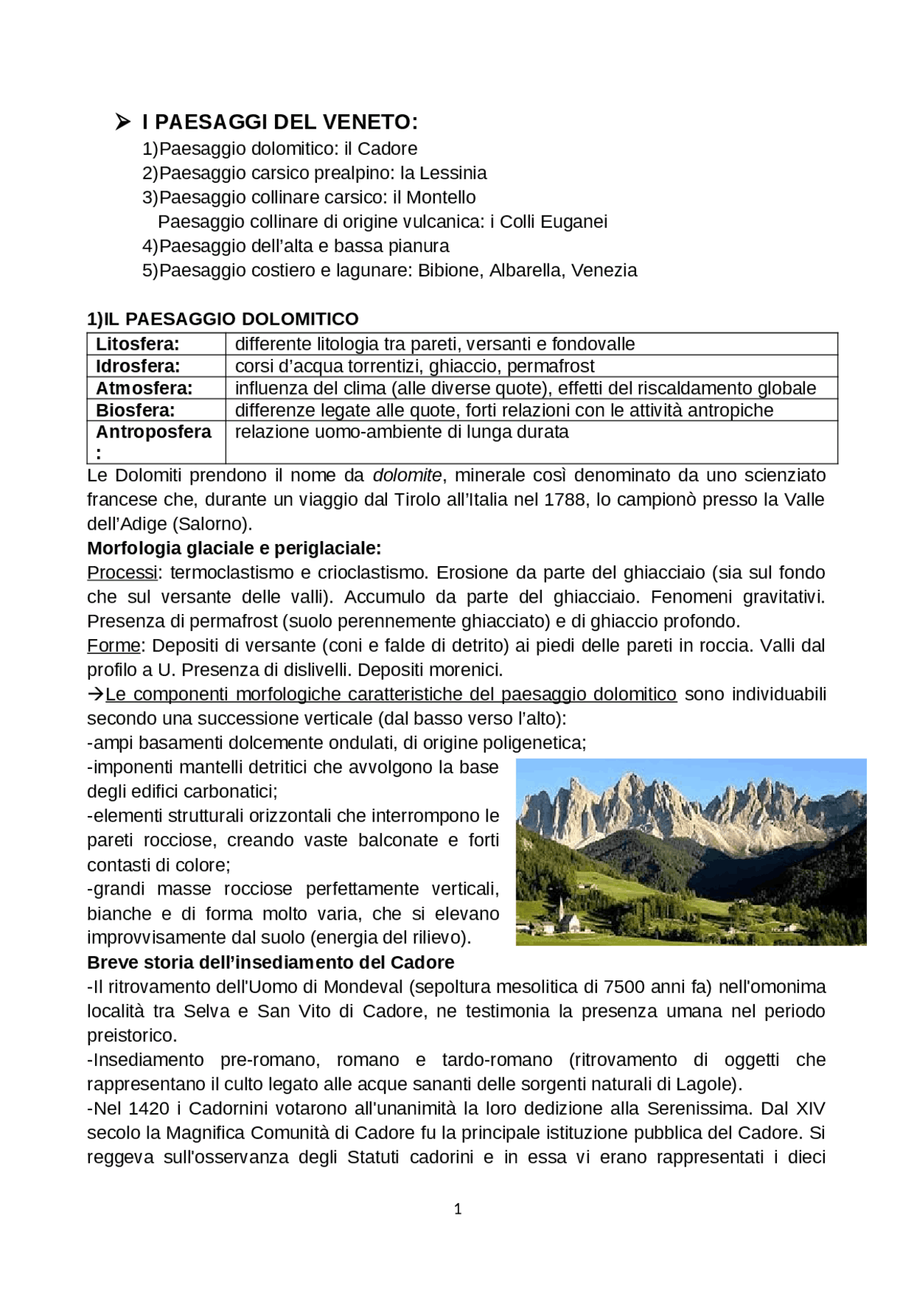I Paesaggi Del Veneto Docsity