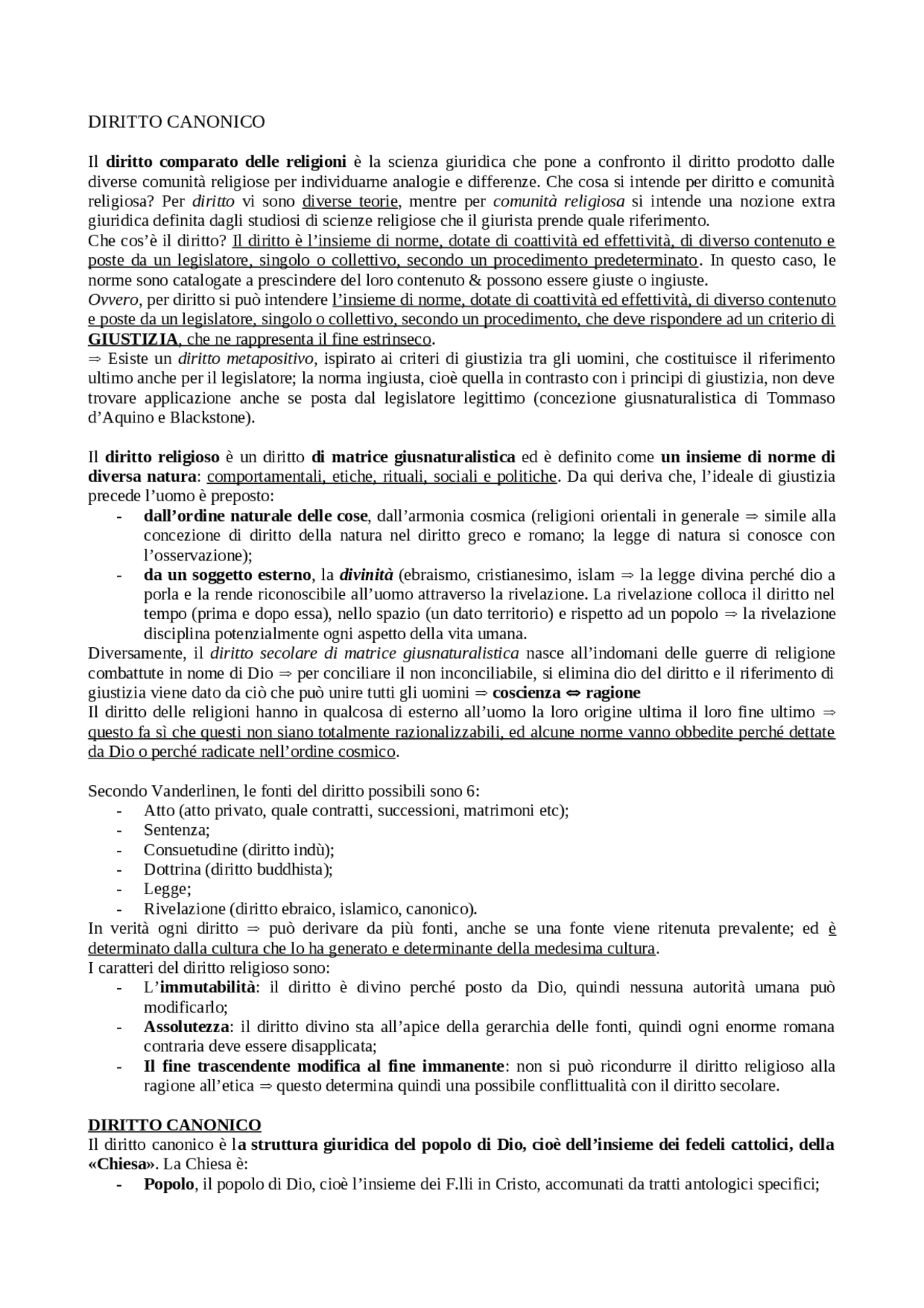 Appunti Di Diritto Canonico Cianitto Docsity