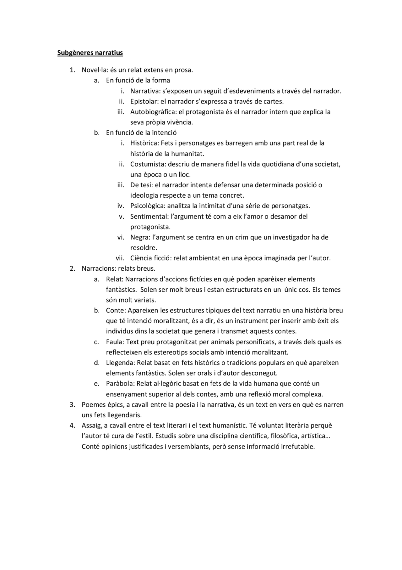 Subgeneres Literaris Docsity