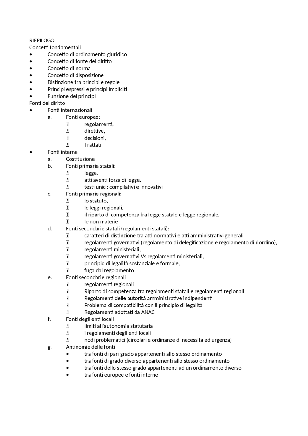 Riepilogo argomenti Diritto Amministrativo 1 - Docsity