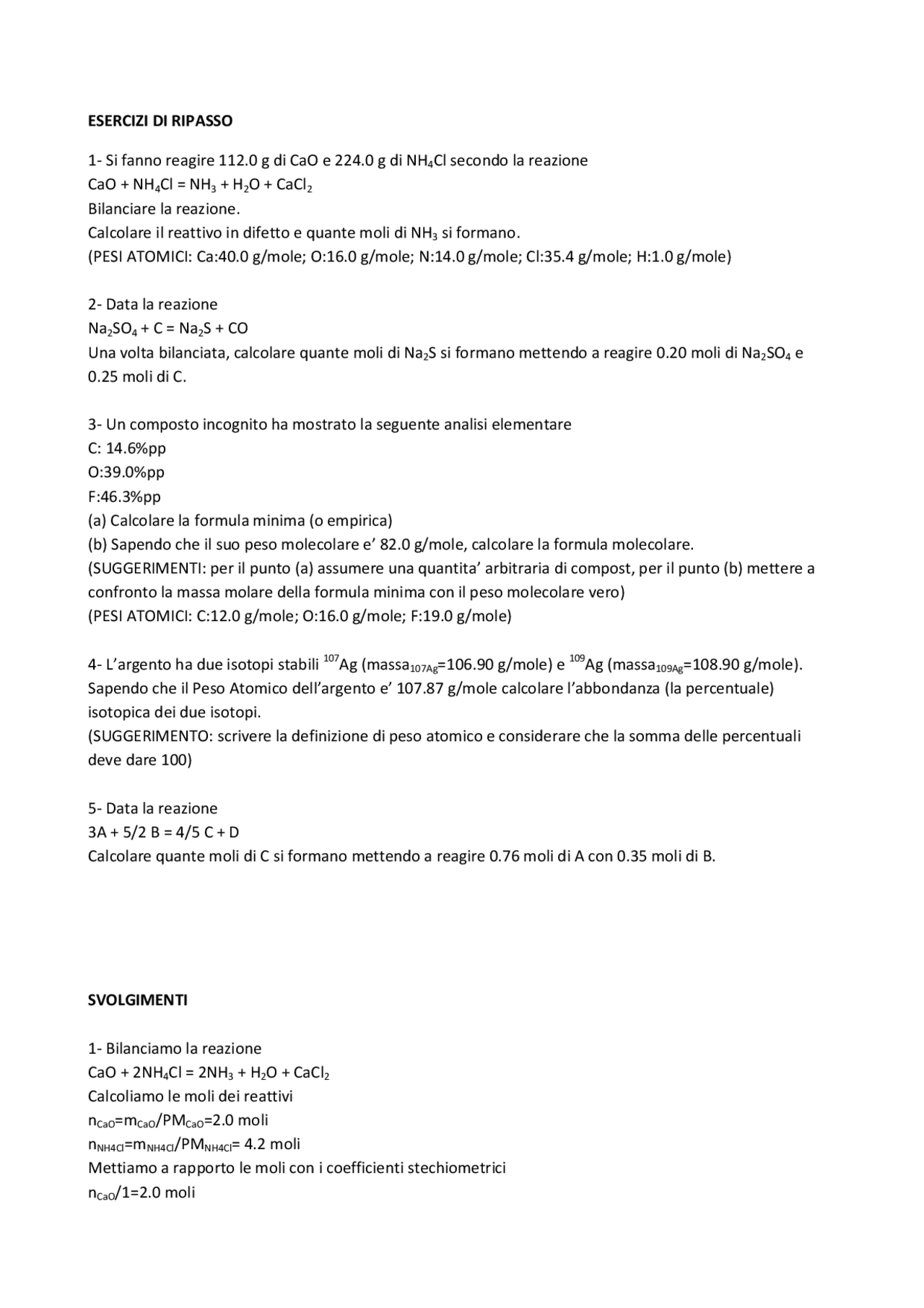 Esercizi Chimica Inorganica 6 Docsity