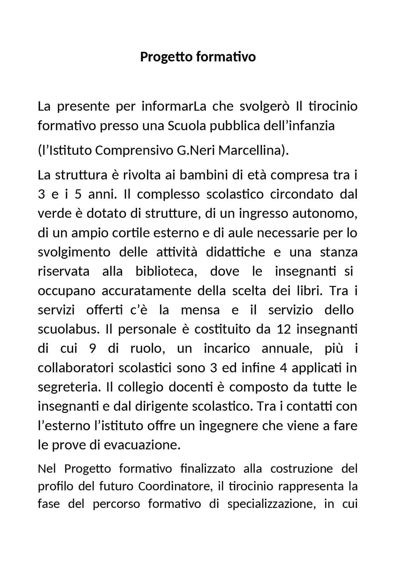 Progetto formativo 50 ore - Docsity