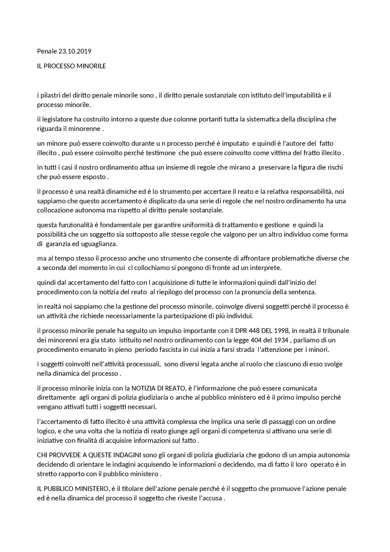 Lezione Tribunale Dei Minorenni Diritto Penale Minorile Docsity