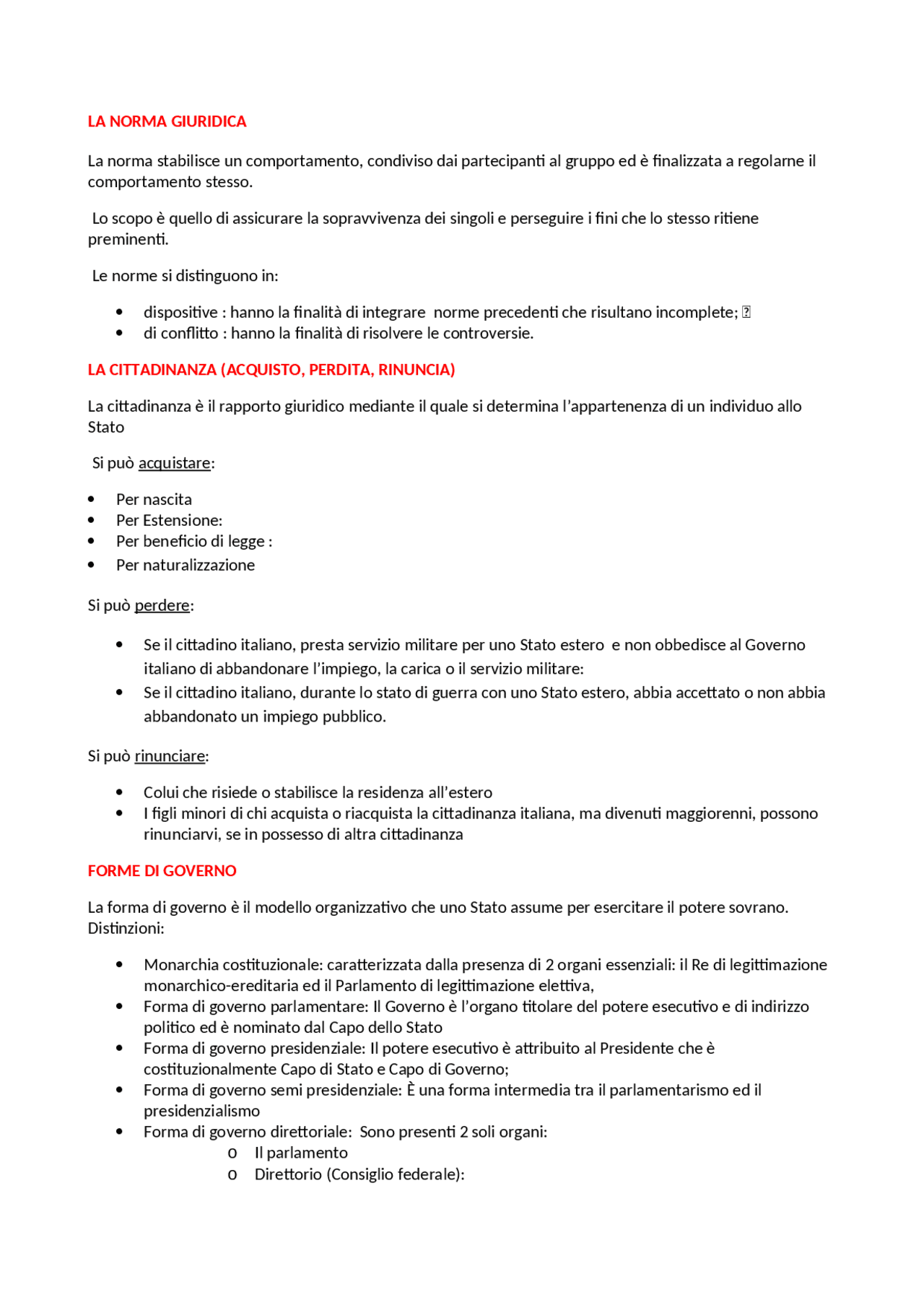 Diritto pubblico- domande e risposte esame - Docsity