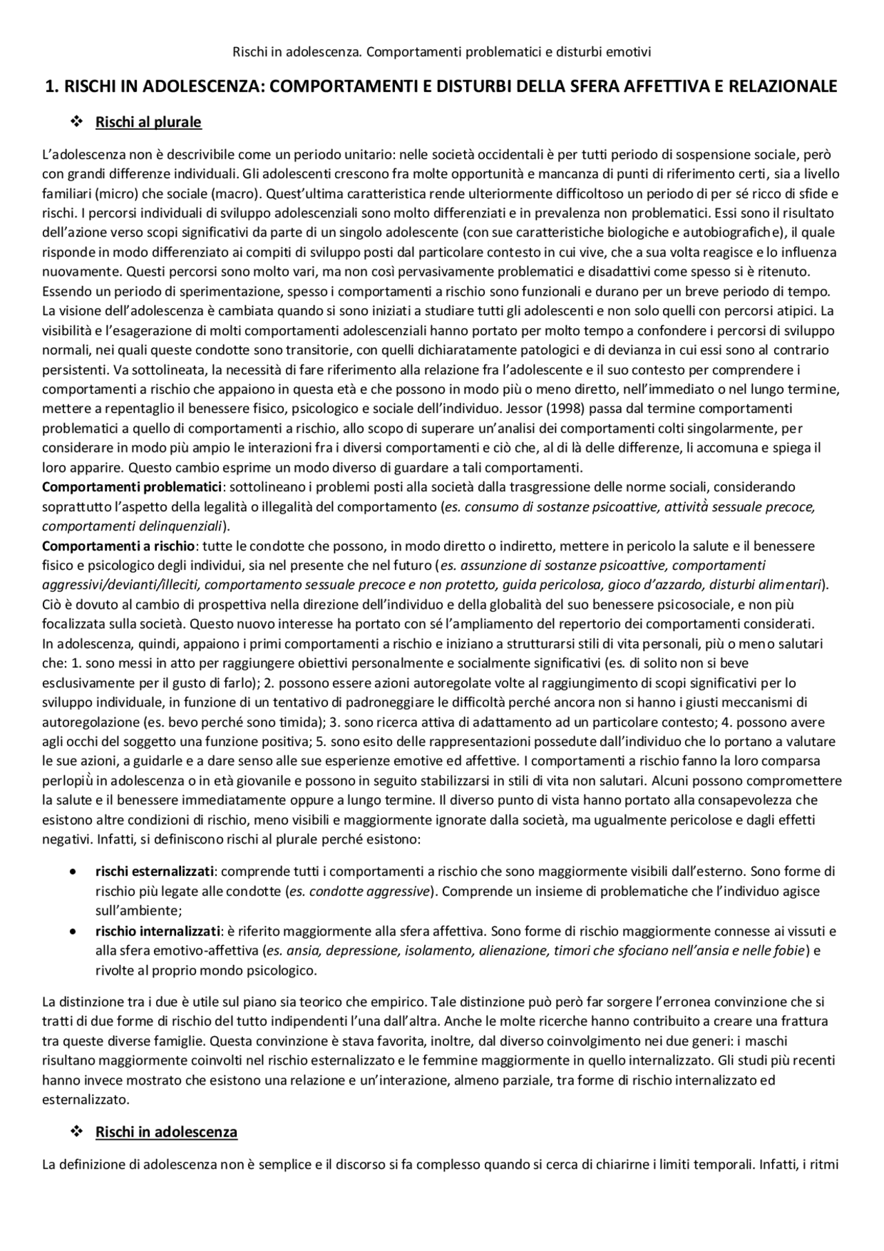Rischi In Adolescenza Comportamenti Problematici E Disturbi Emotivi
