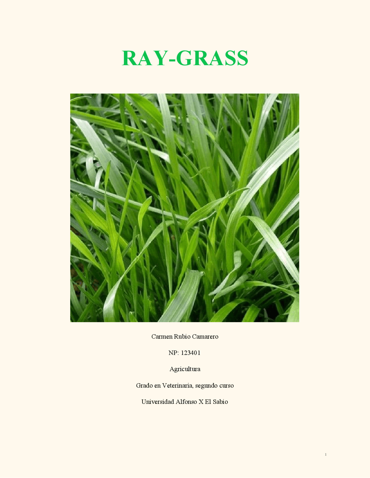 TRABAJO CULTIVOS RAY GRASS - Docsity