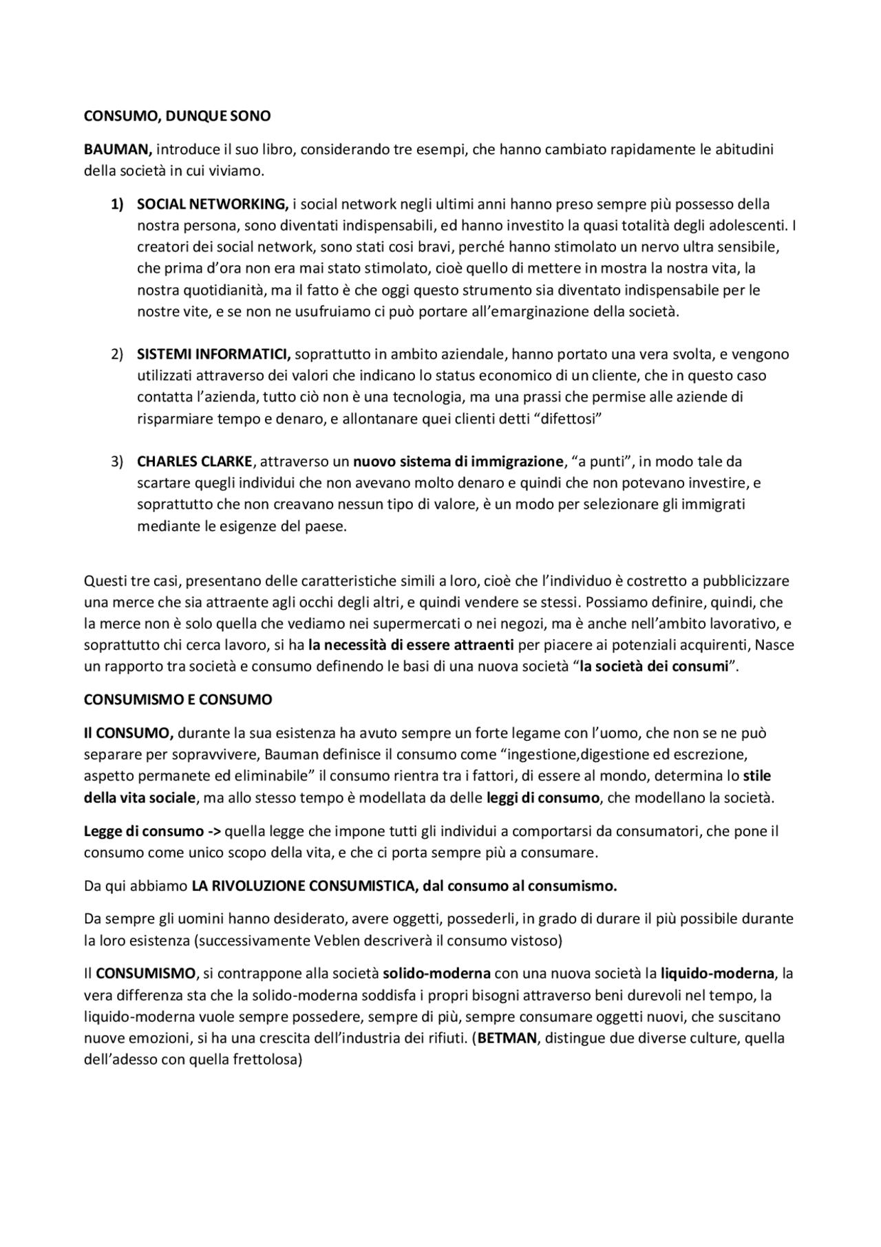 Consumo Dunque Sono Bauman Docsity