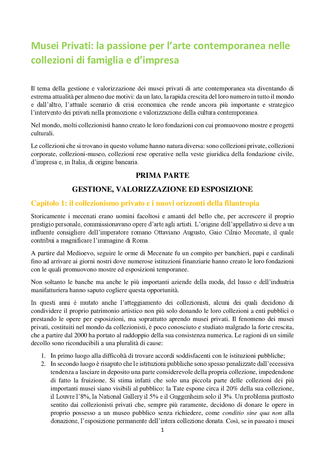 Riassunto Libro Musei Privati Di Alessia Zorloni Docsity