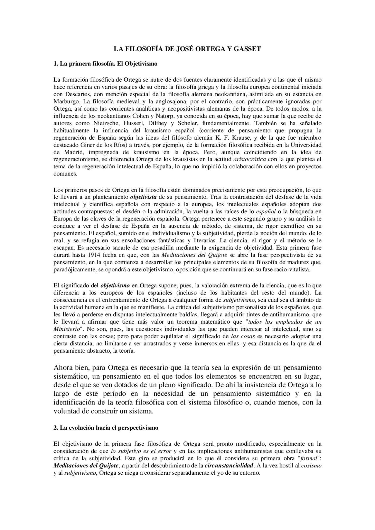 Filosofia Di Ortega Y Gasset Docsity