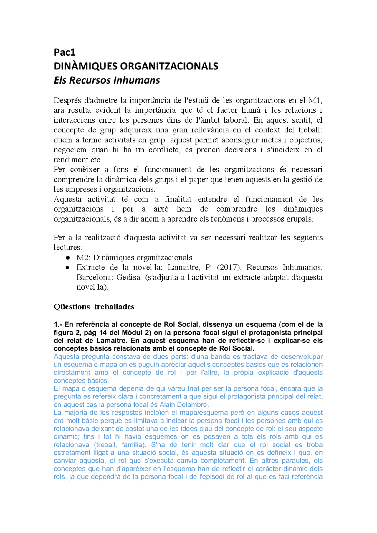 Solucio Pac 1 Psicologia De Las Organizaciones Docsity