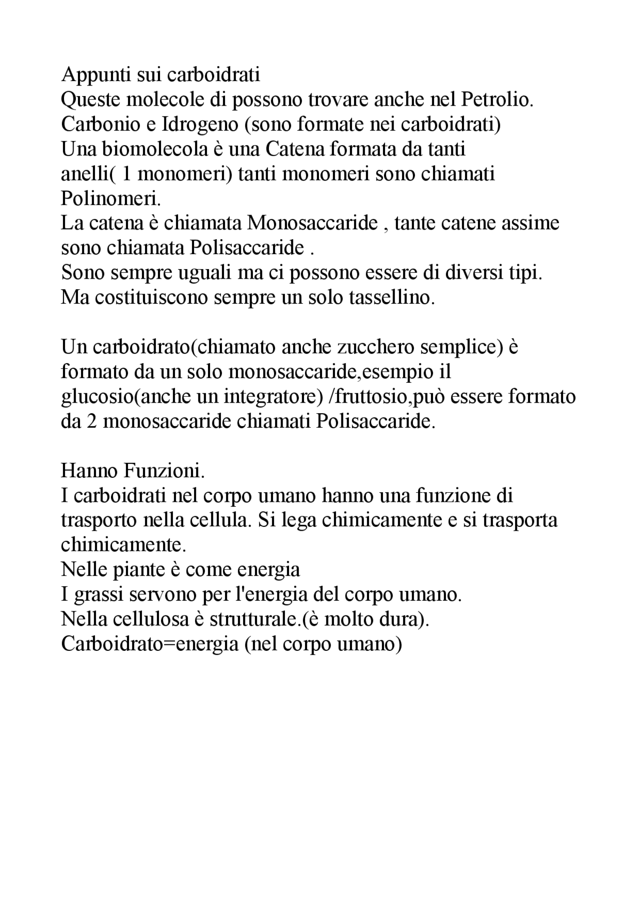 Appunti Sui Carboidrati Docsity