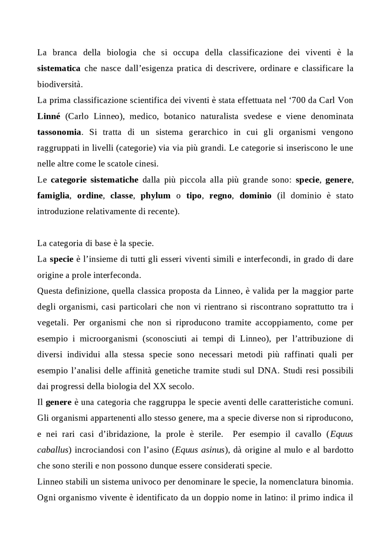 Classificazione Dei Viventi Docsity
