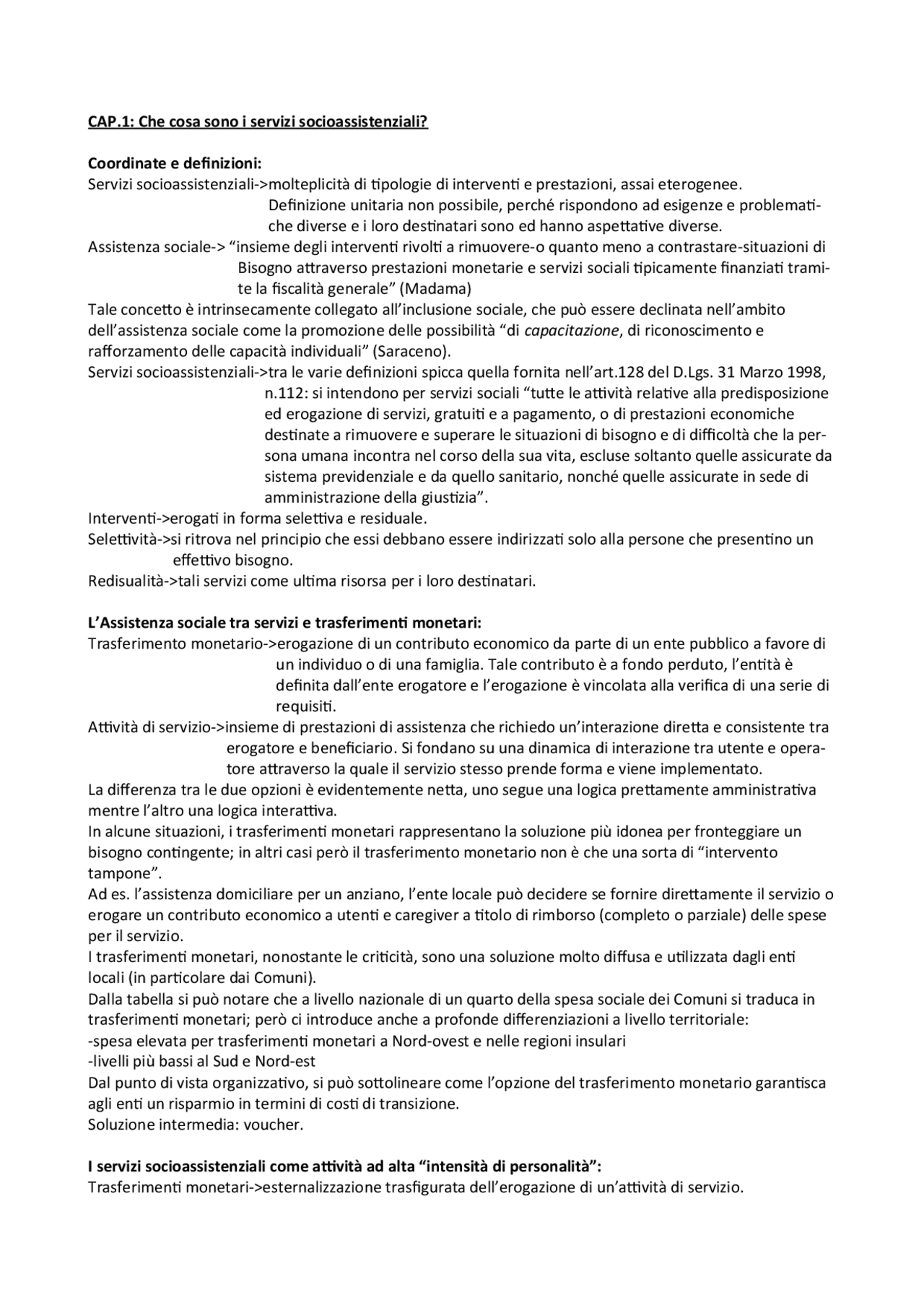 I Servizi Socio Assistenziali Docsity