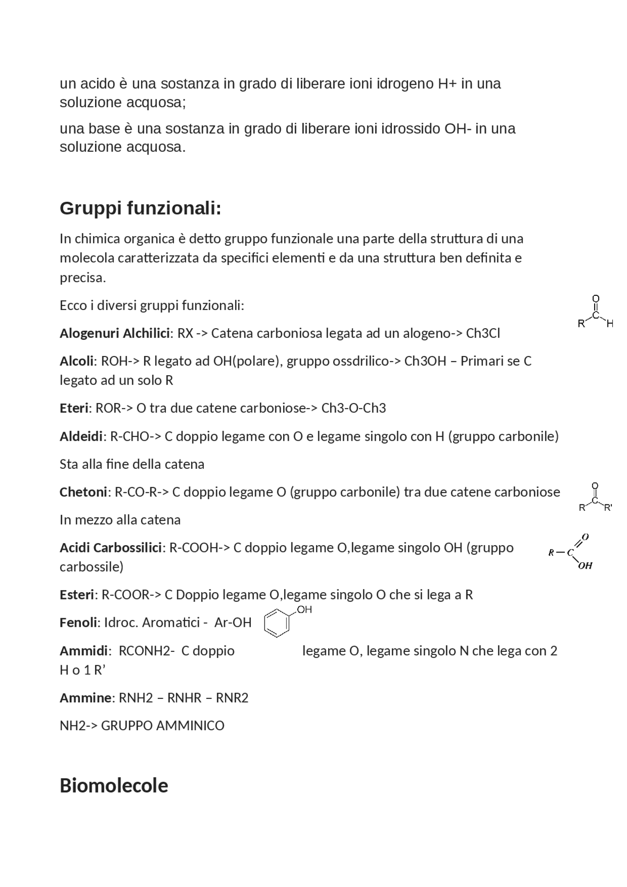 Biomolecole Lipidiproteinecarboidrati Gruppi Funzionali Docsity