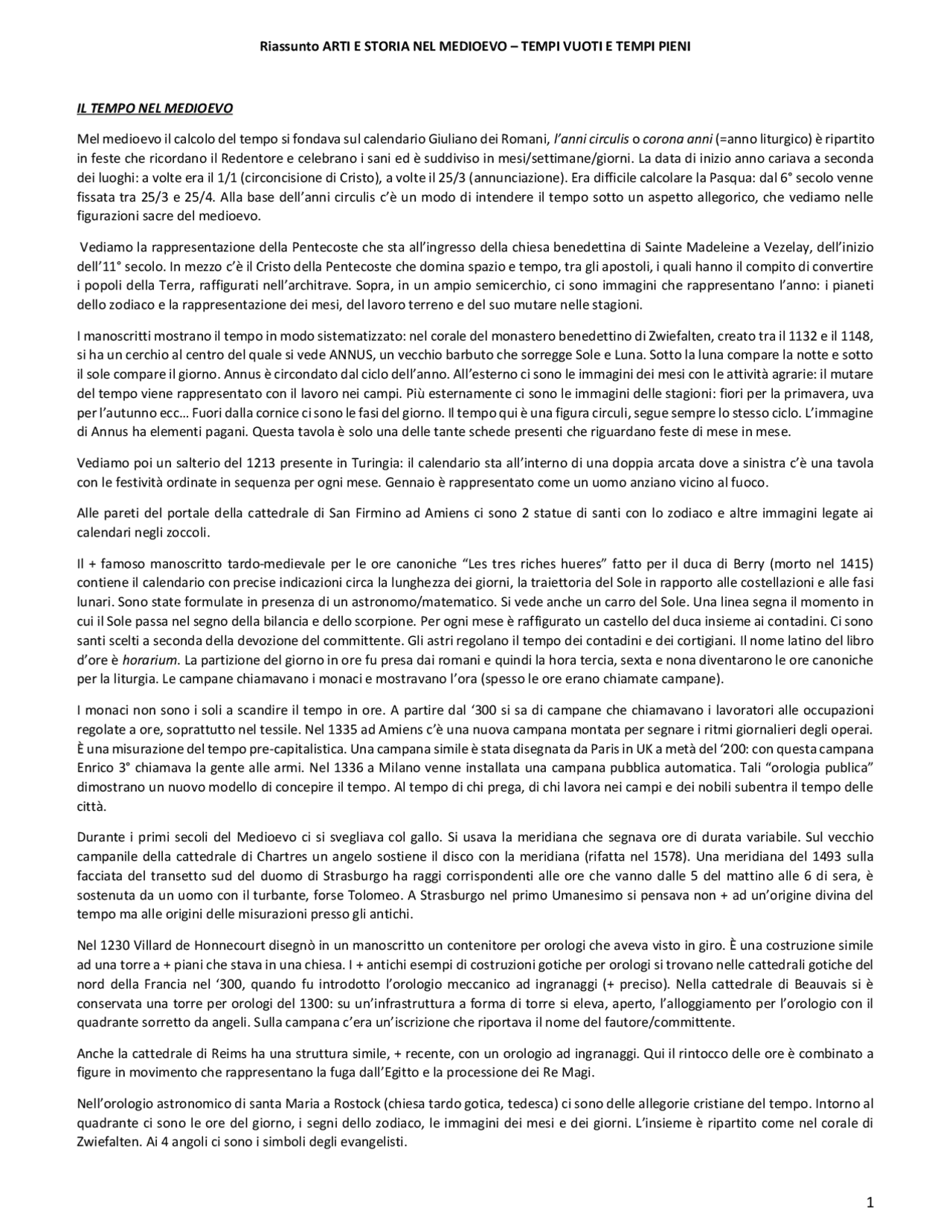 Riassunto Tempi Vuoti E Tempi Pieni Sauerländer Docsity