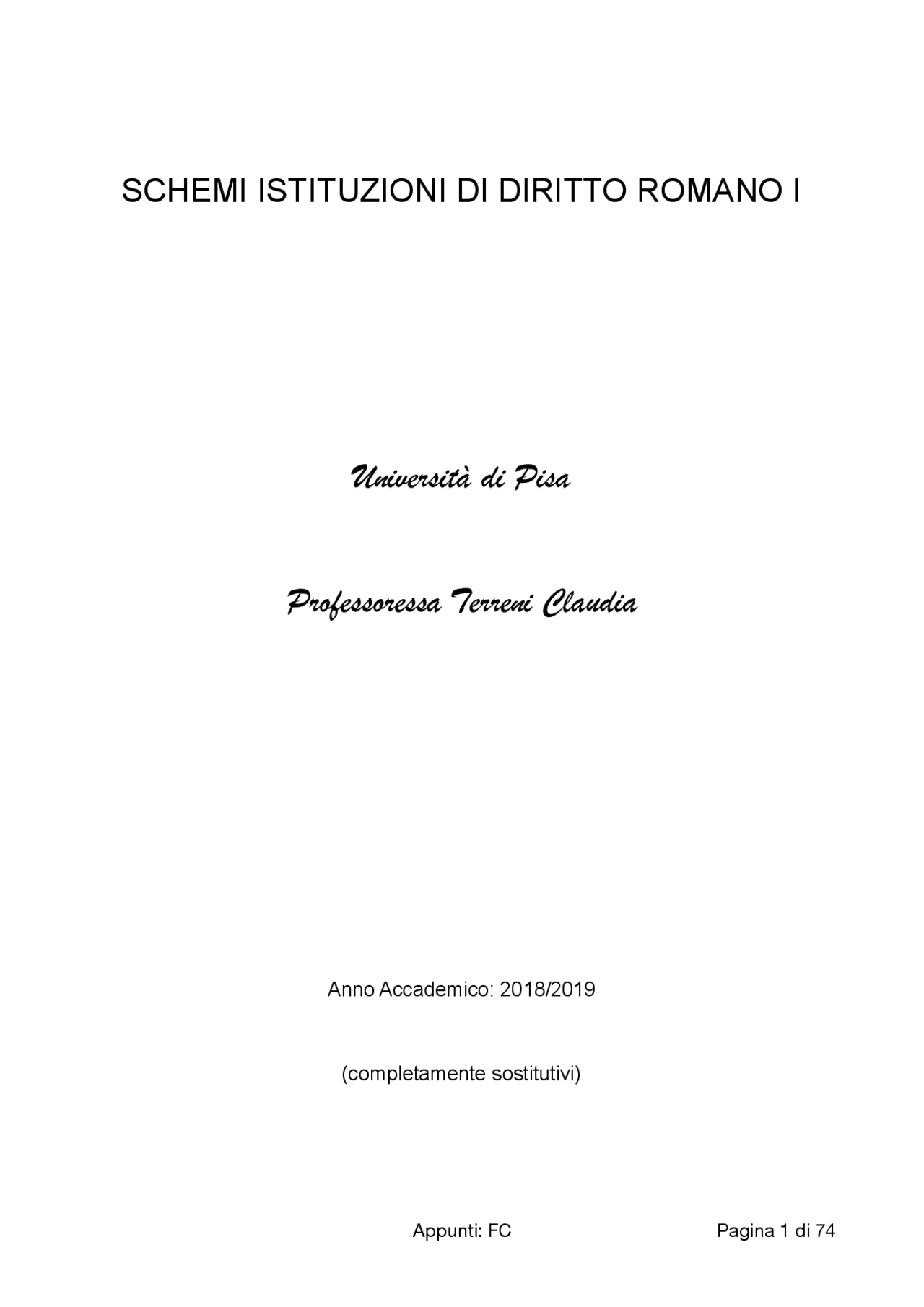 Schemi istituzioni diritto romano - Docsity