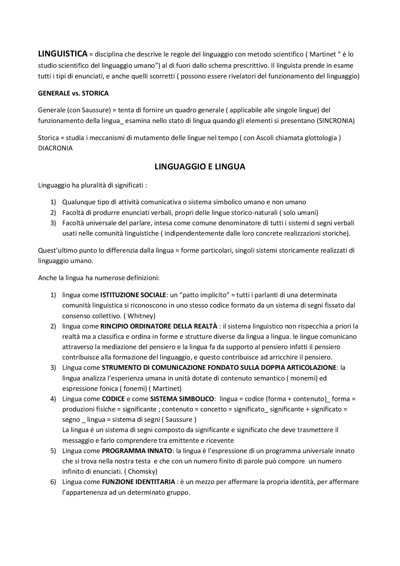 Riassunti Linguistica Generale Docsity