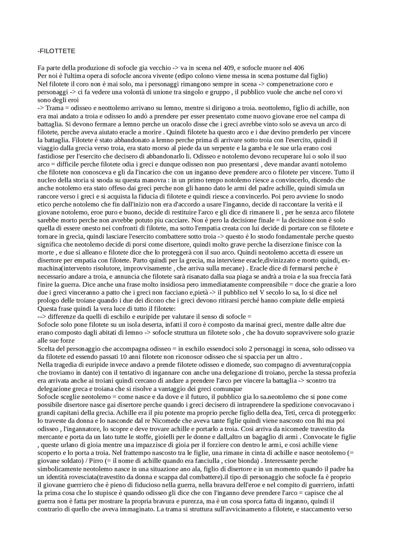 Riassunto E Appunti Filottete Docsity