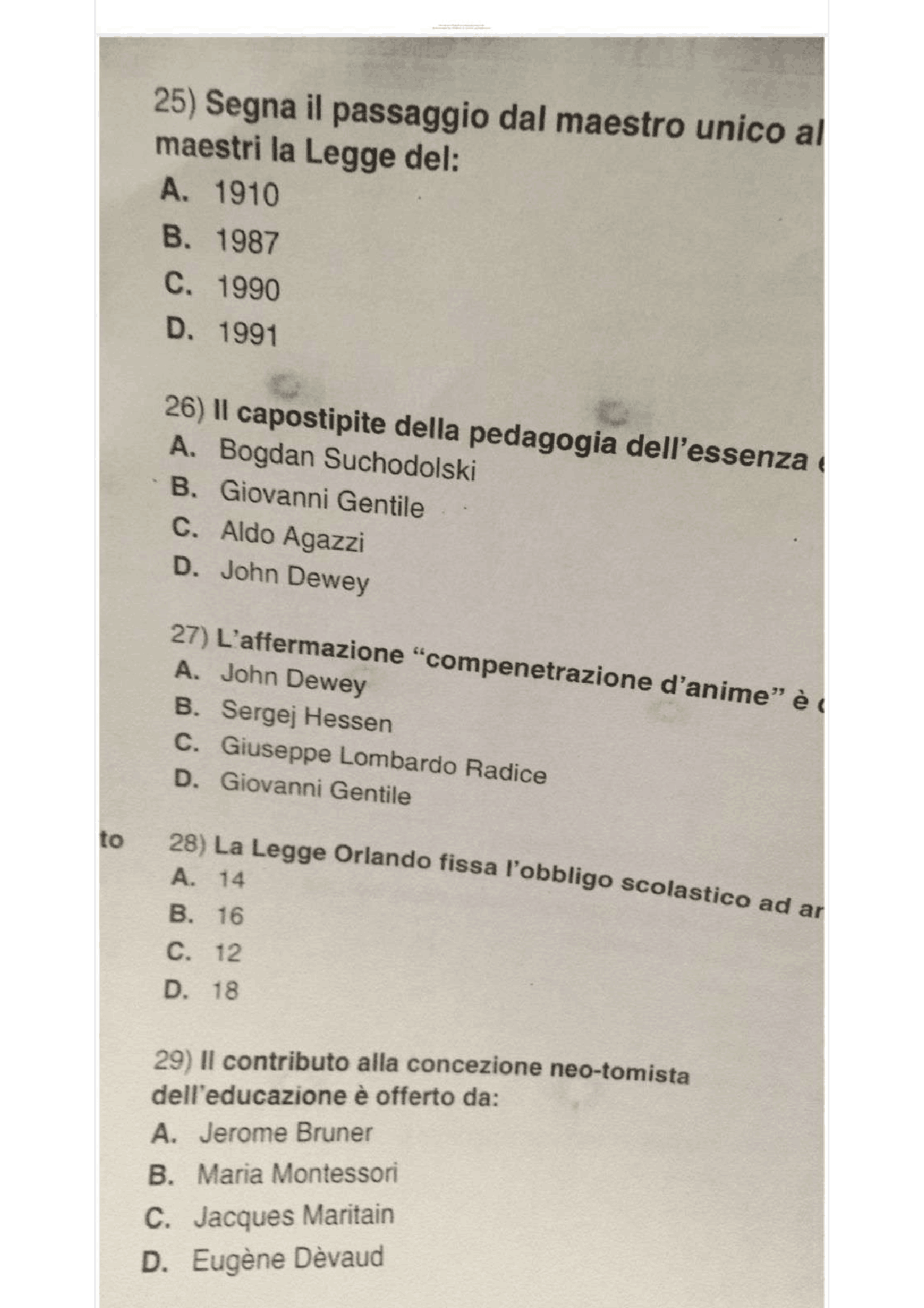 Domande Storia Delle Istituzioni Educative Docsity