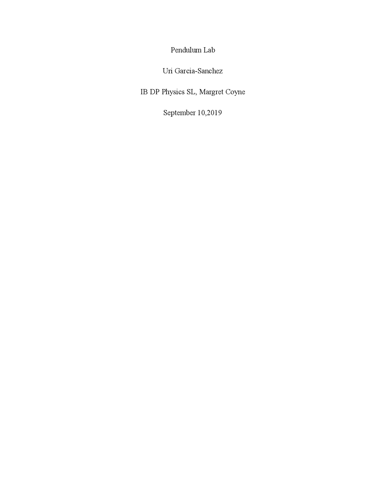 Pendulum Lab Report Docsity