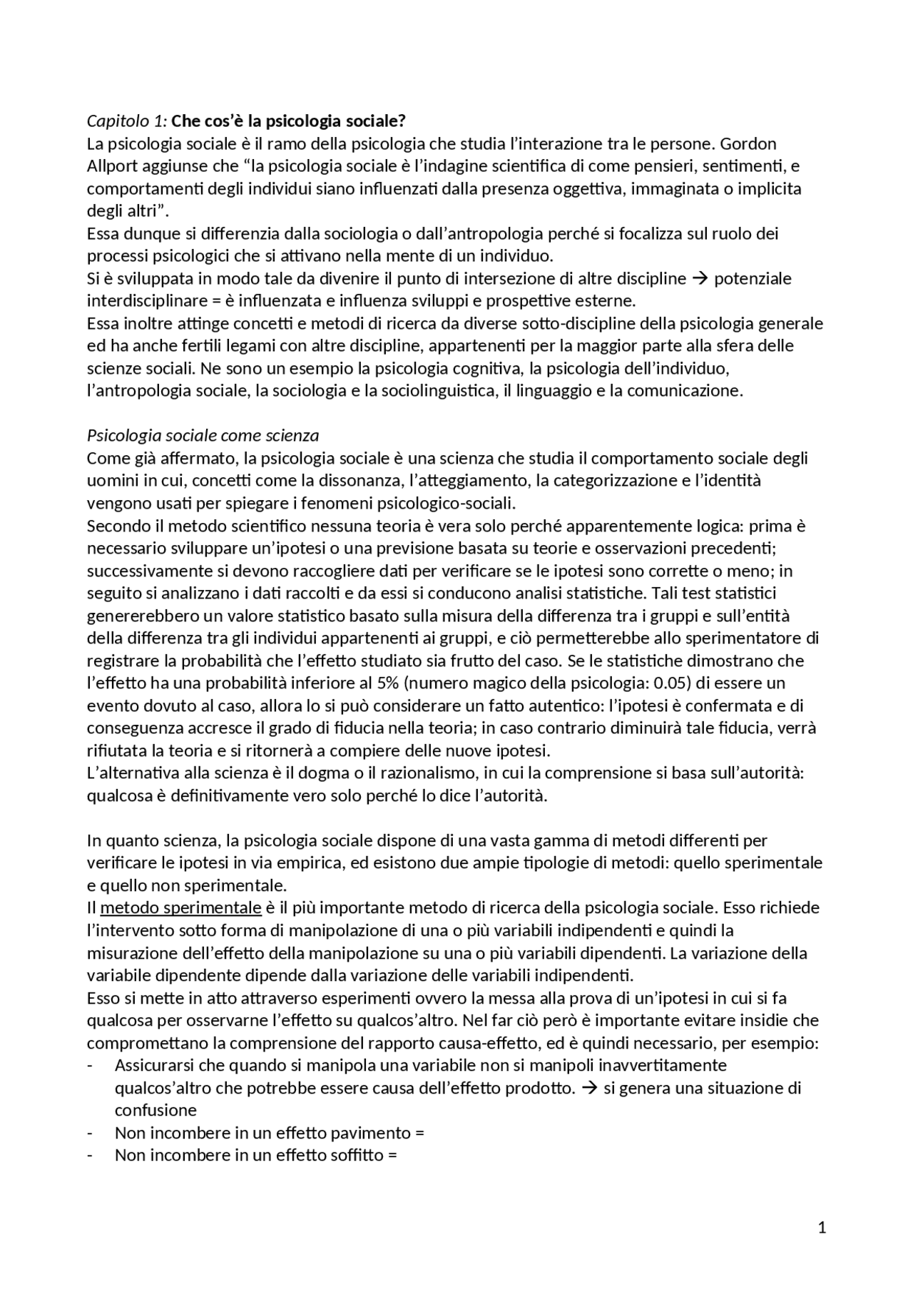 Riassunti Psicologia Sociale Cap 1 3 Docsity