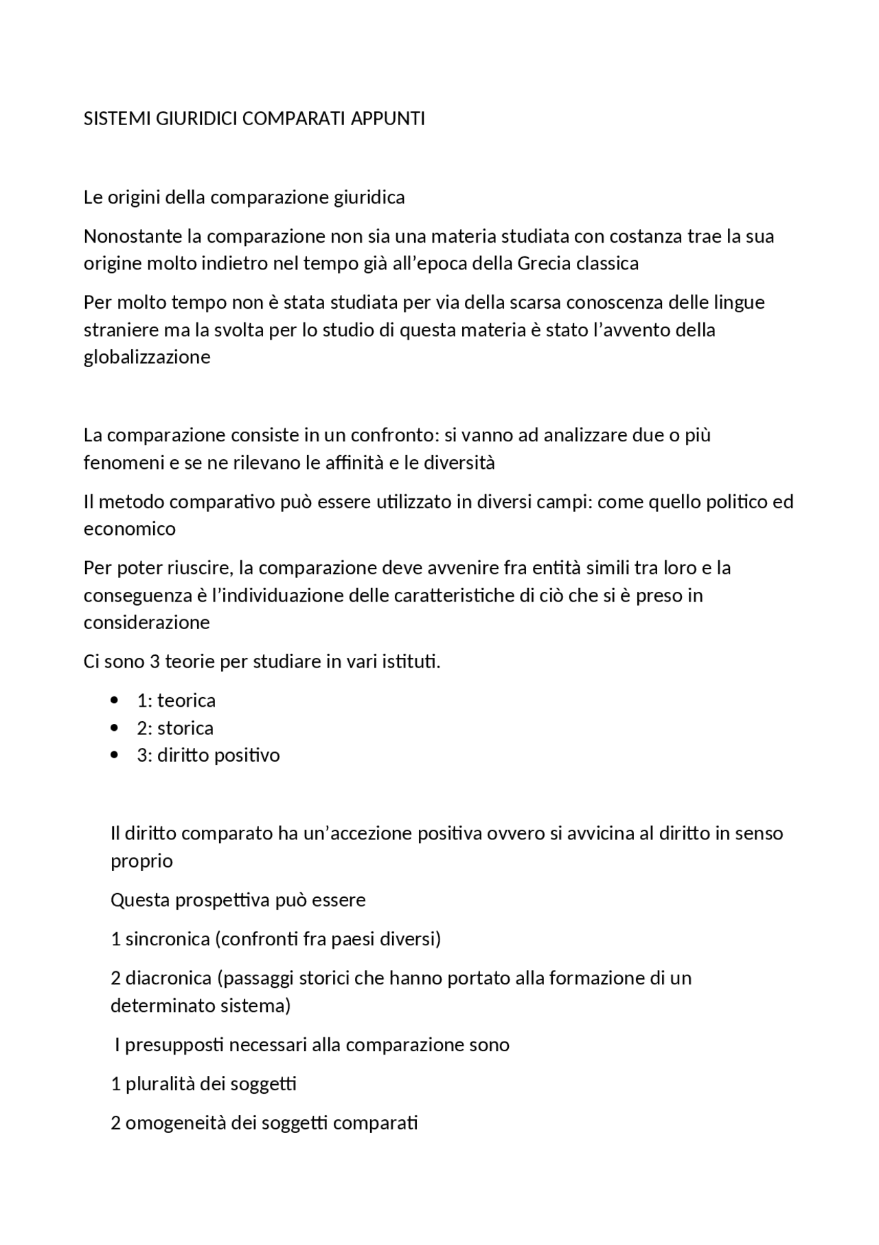 Sistemi Giuridici Comparati Appunti Docsity