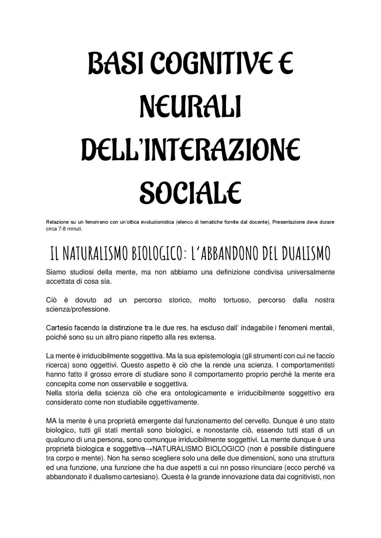 Basi Cognitive E Neurali Dellinterazione Sociale Appunti Del Corso