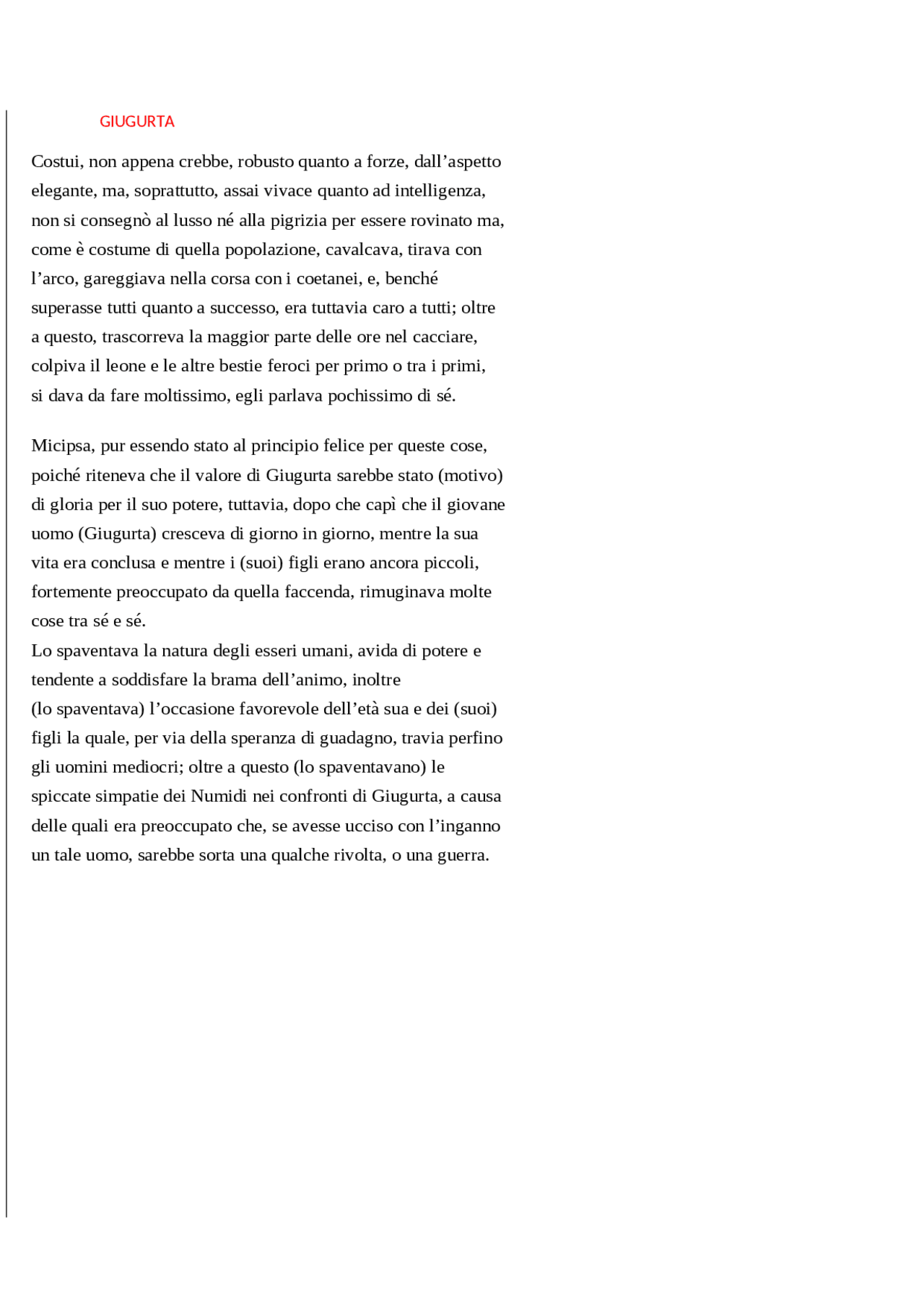 Il Ritratto Di Giugurta Sallustio Docsity