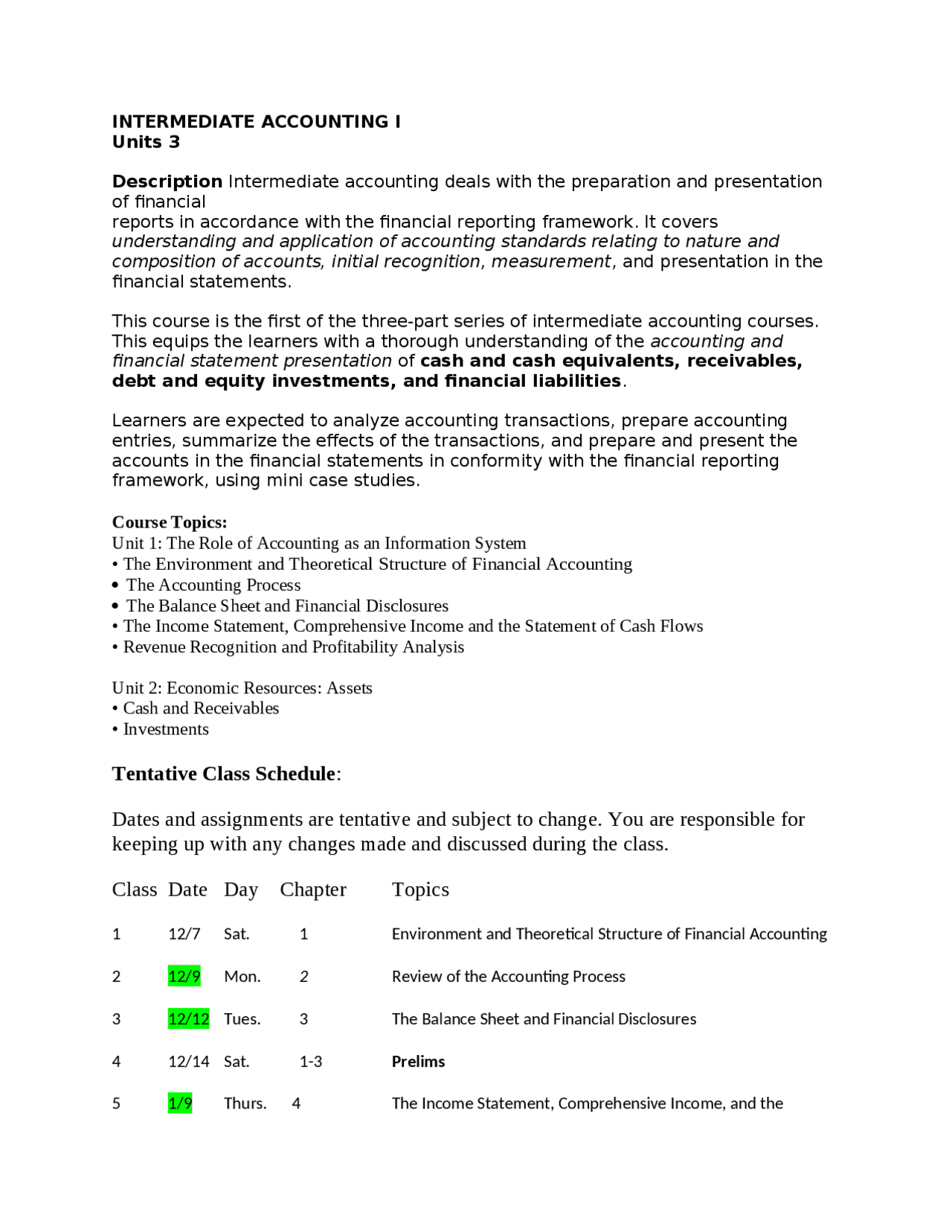 Intermediate accounting - Docsity