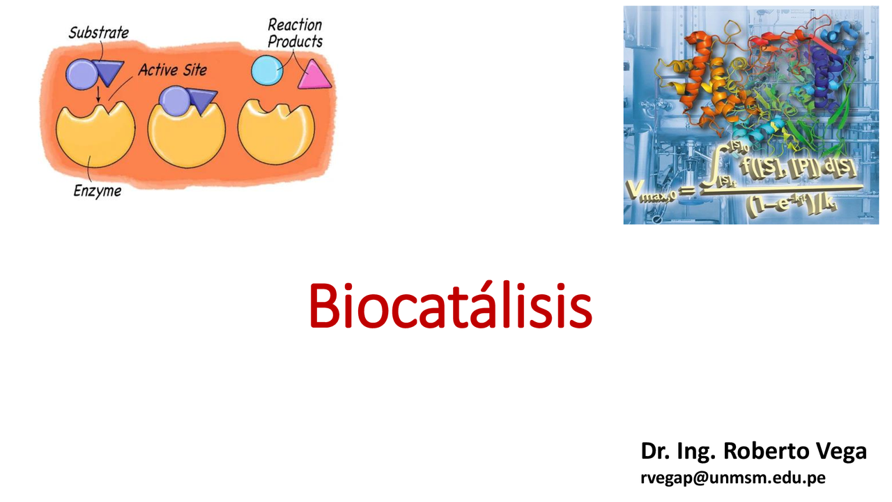 Biocatalisis de enzimas - Docsity