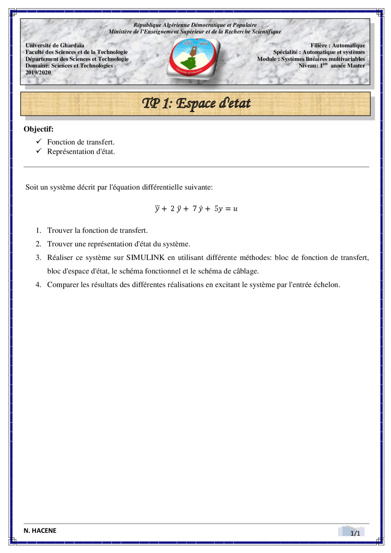 Multivariable System Docsity