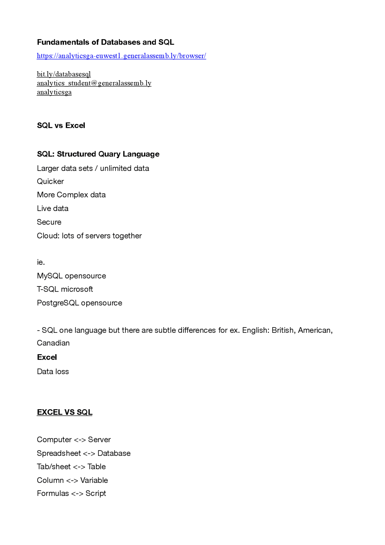 Appunti Sql Structured Query Language Docsity