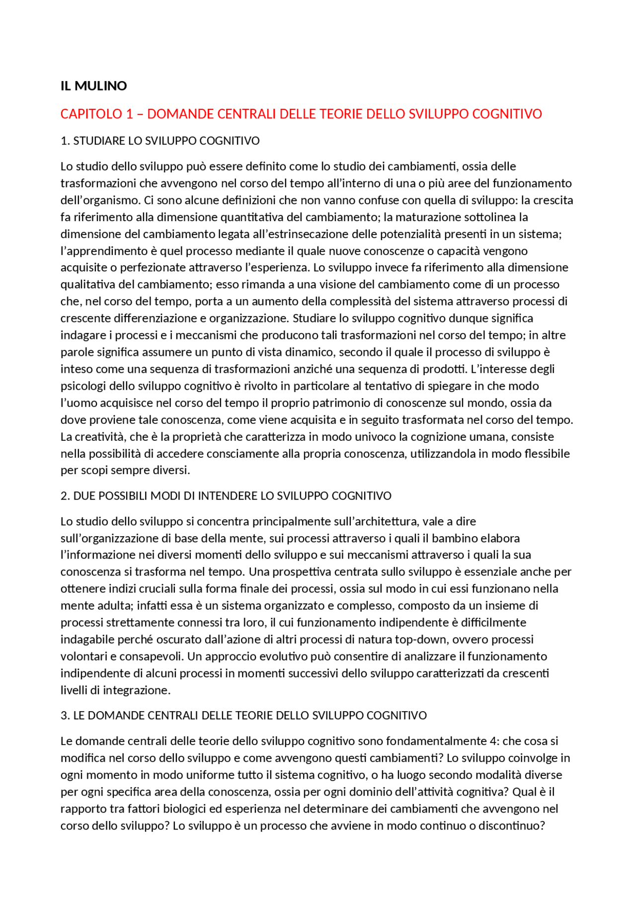 Riassunto Macchi Cassia 2012 Lo Sviluppo Della Mente Umana Docsity