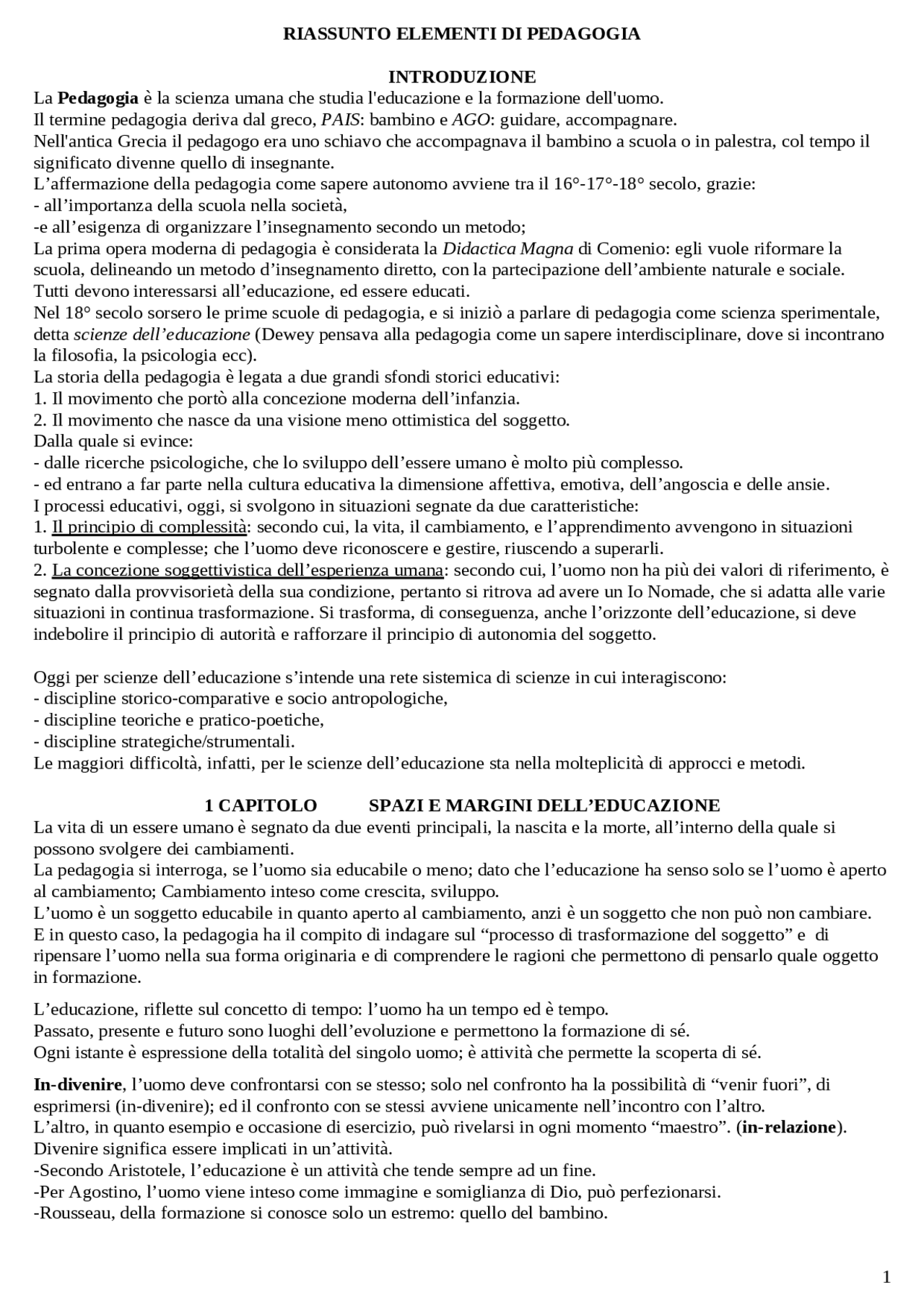 Elementi Di Pedagogia Docsity