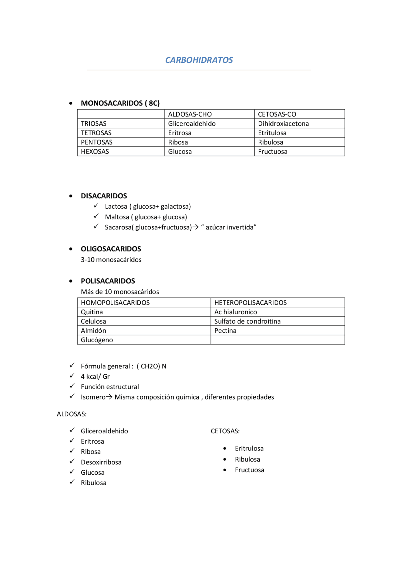 Carbohidratos Apuntes Docsity