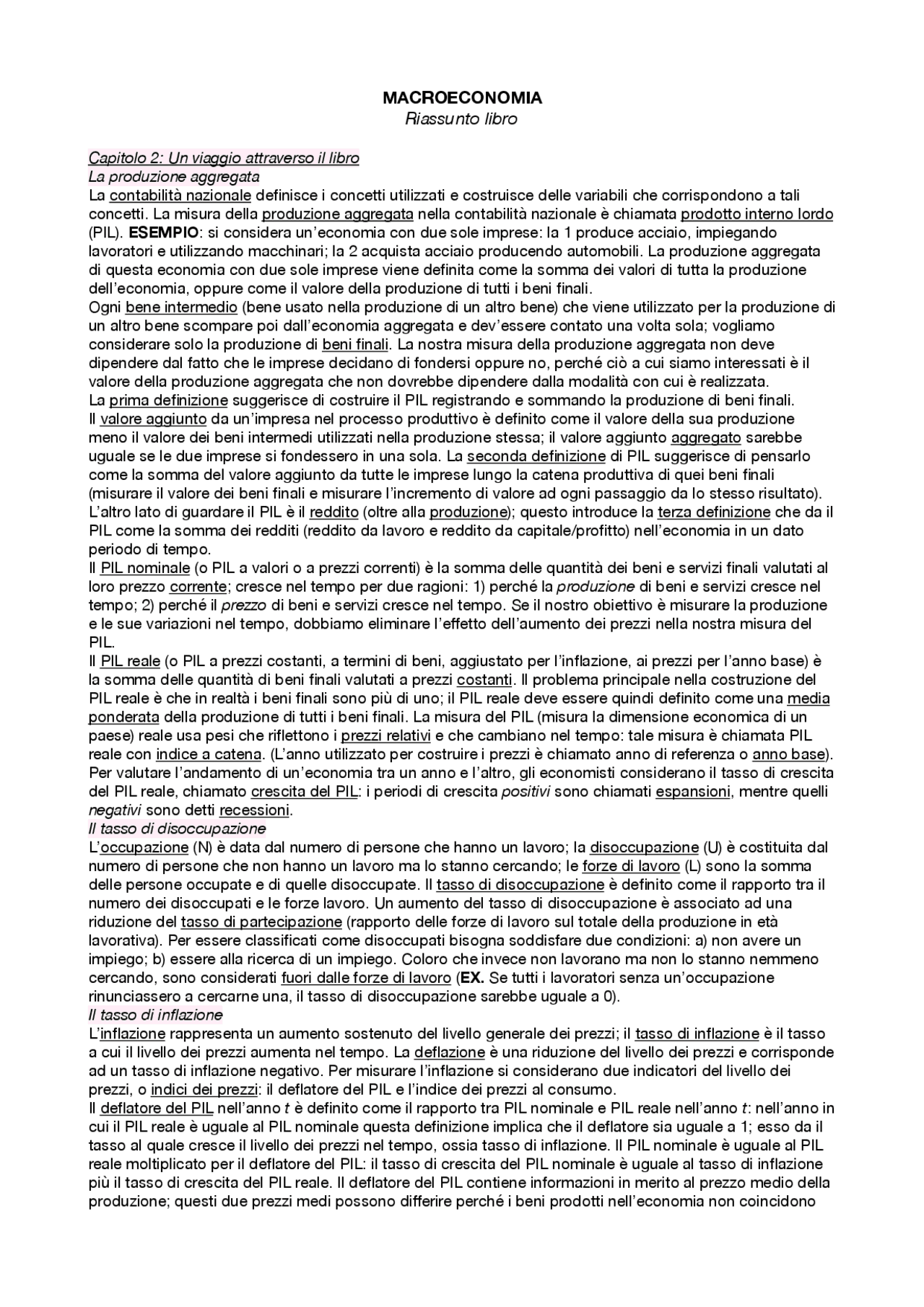 Riassunto Macroeconomia Blanchard Docsity