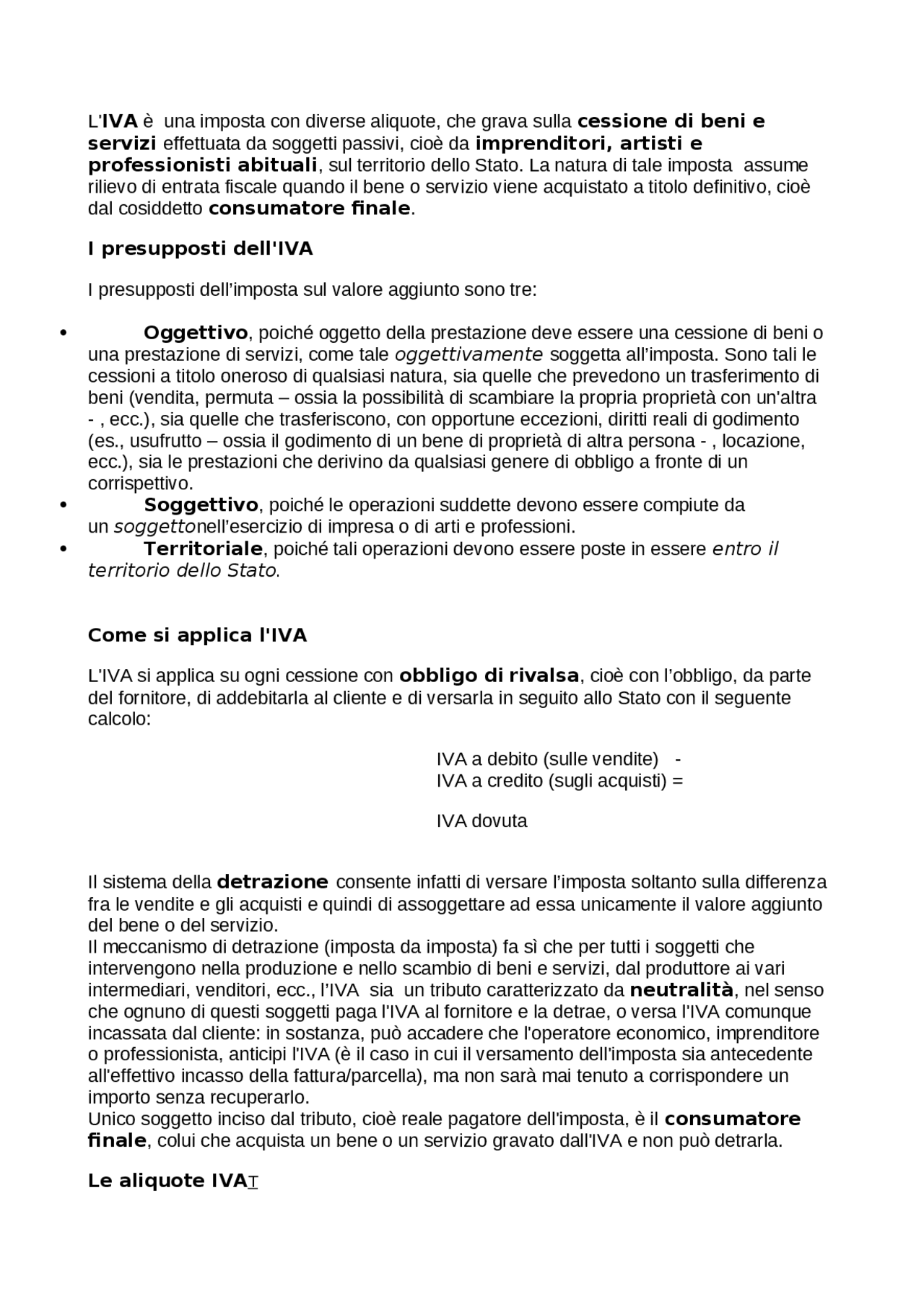 Iva Imposta Sul Valore Aggiunto Docsity