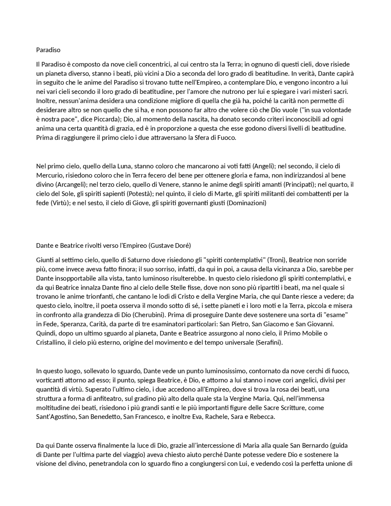 Info Paradiso Dante Divina Commedia Docsity
